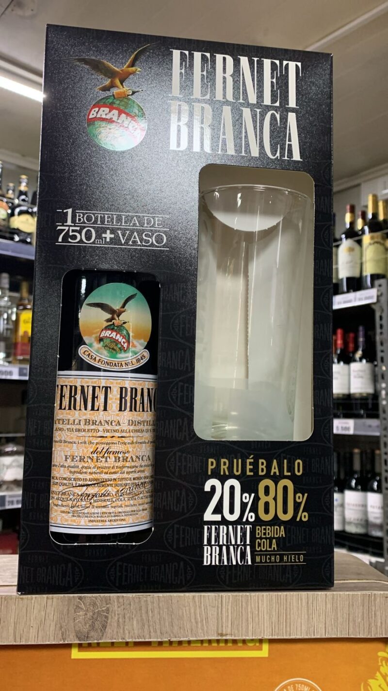 Fernet Branca 750 ml botella más Vaso - Licanray