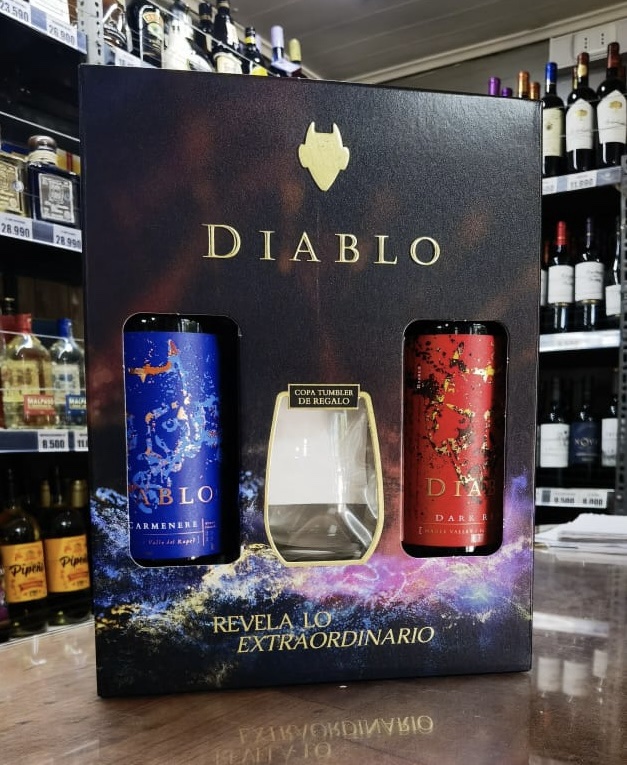 Vino Diablo Deep Carmenere y Dark Red + Vaso - Licanray