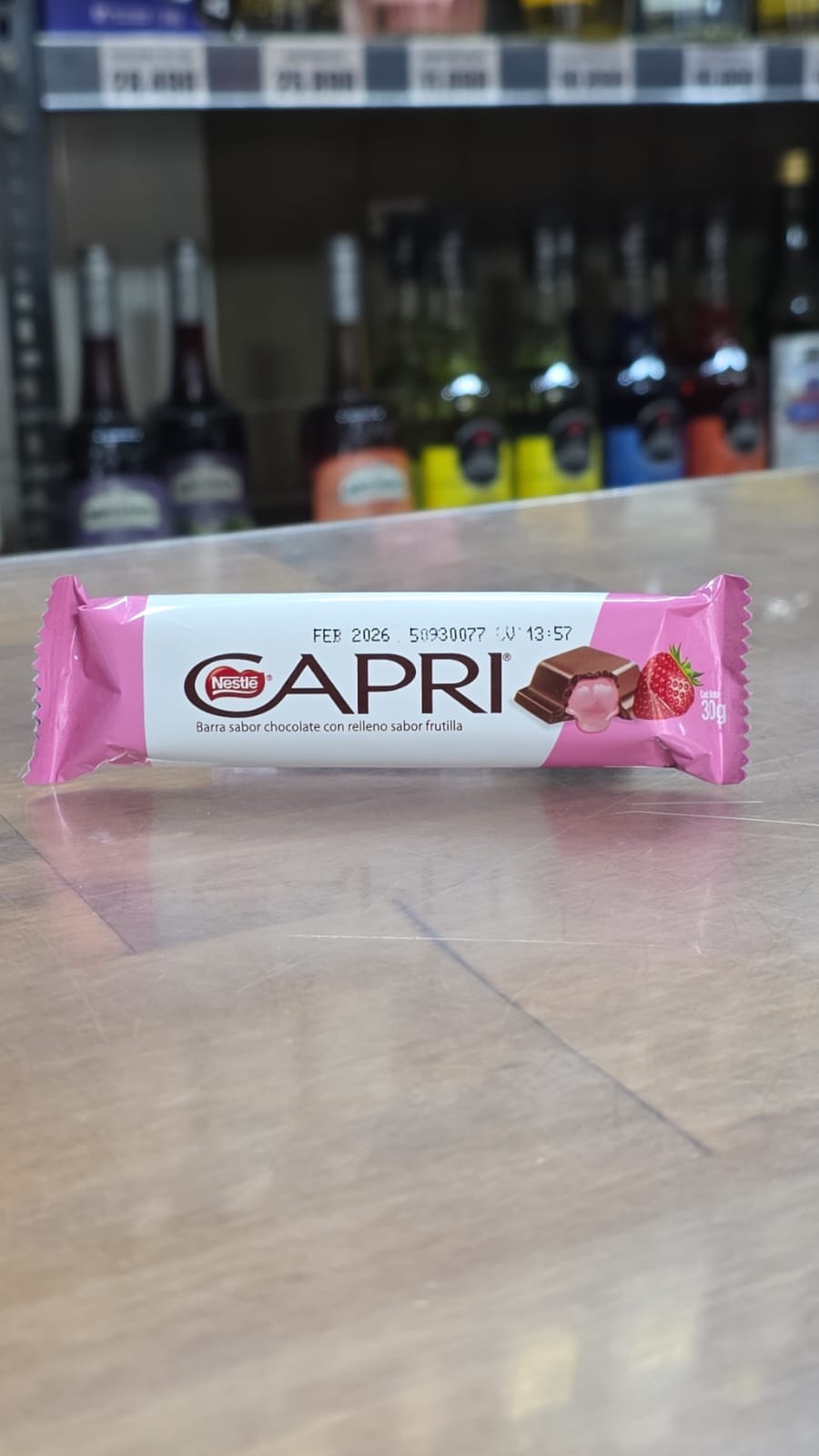 CHOCOLATE BARRA CAPRI SABOR FRUTILLA 30g - Licanray